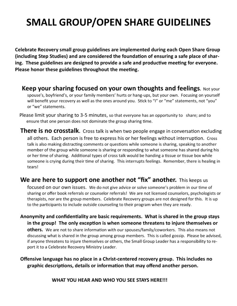Group Guidelines Celebrate Recovery Of Sheridan Wyoming Group Guidelines Celebrate Recovery Of Sheridan Wyoming